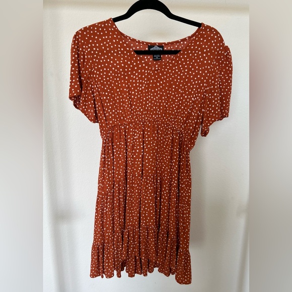 Angie | Dresses | Angie Womens Orange Polka Dot Short Sleeve Mini Dress ...